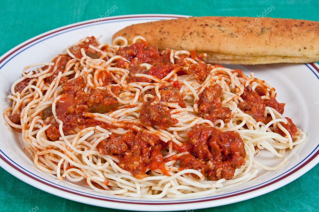 Spaghetti and Breadstick — Stock Photo © bddigitalimages #4060213