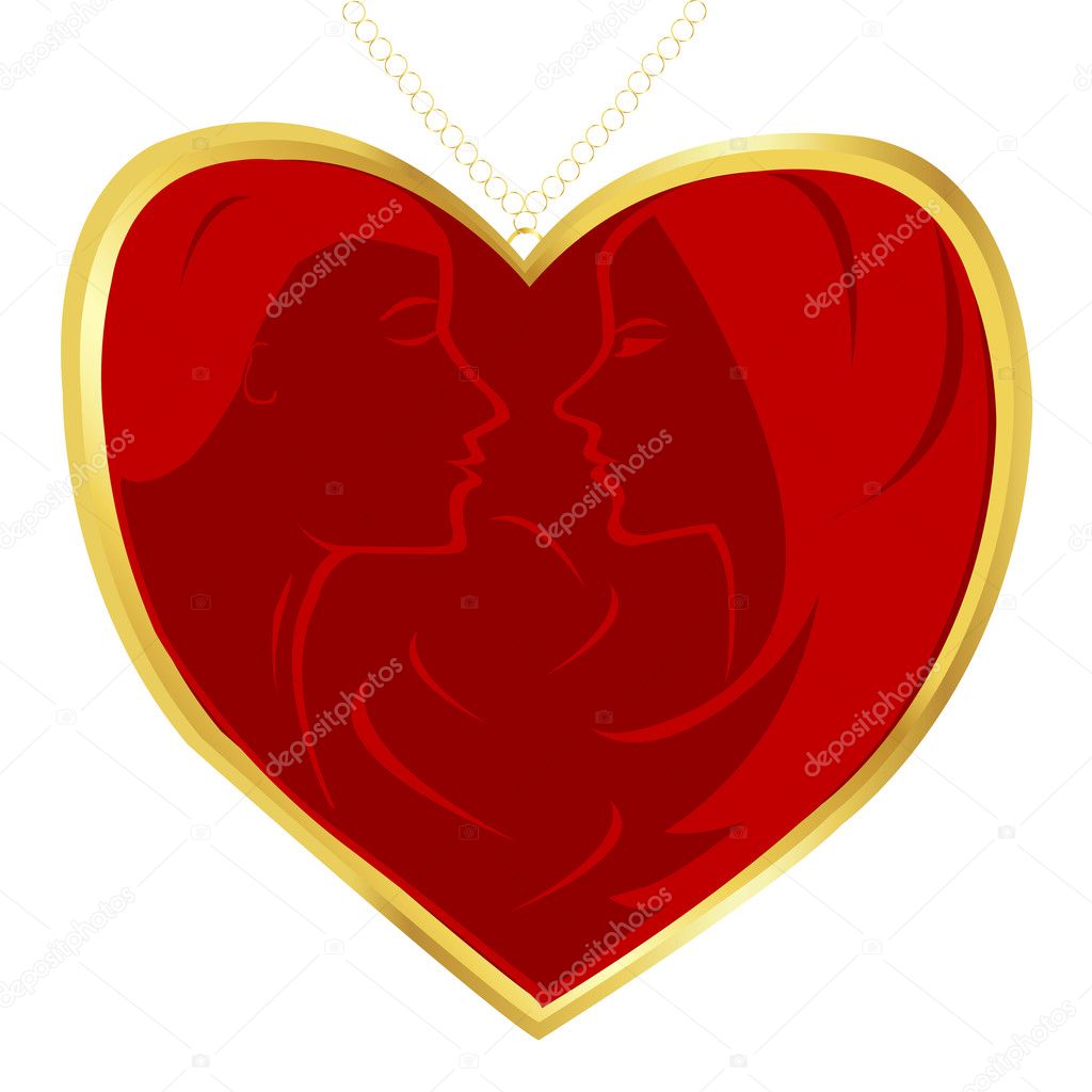 Abstract Heart Pendant Man Woman Profiles — Stock Photo © hibrida13 ...
