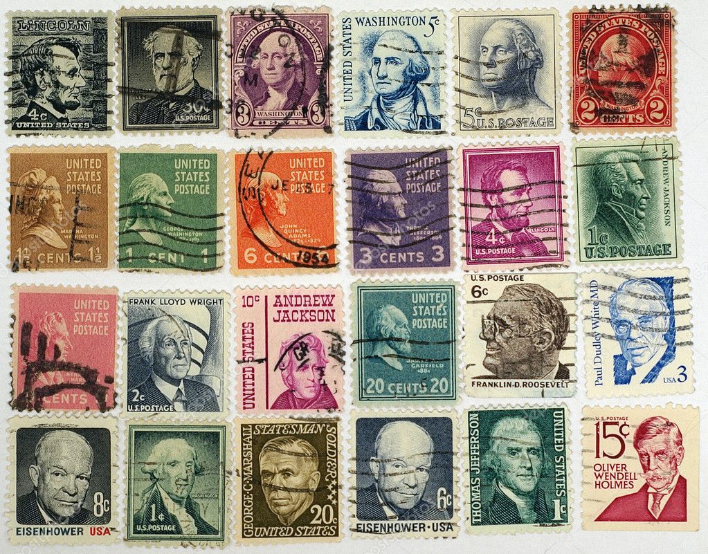 Postage stamps with a president of USA and political figures. – Stock ...
