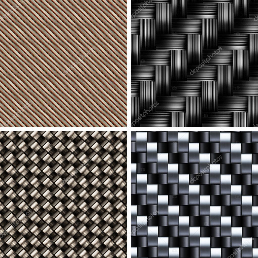 Set of various types of Carbon fiber textures. 3d — Stock Photo ...