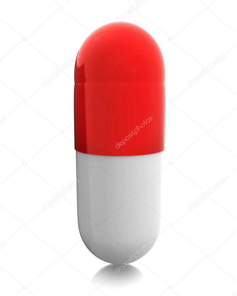 Red pill standing isolated — Stock Photo © Zelfit #4503916