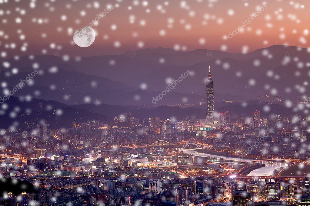 Snow Night sense of the Taipei City — Stock Photo © nicholashan #4583688