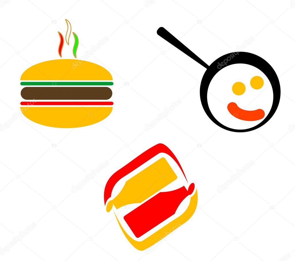 Fast Food Symbols Isolated White Foe Design Stock Vector Image by ...
