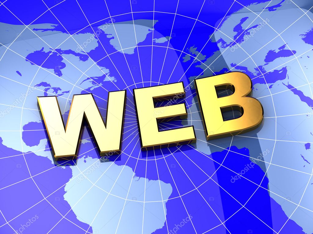 Abstracto Ilustración Del Símbolo Internet Sobre Fondo Azul Del Mapa ...