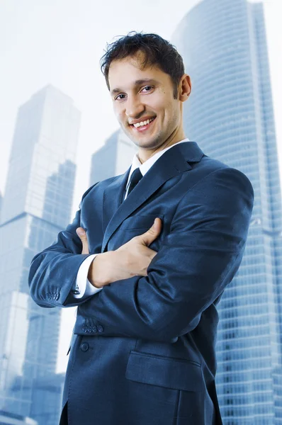 Handsome successful business man smiling outdoor - Stock Image - Everypixel