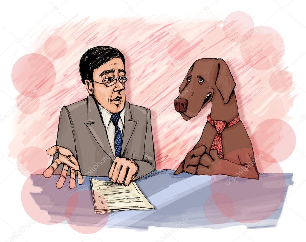 Interview with dog on television Stock Illustration by ©izakowski #5357595