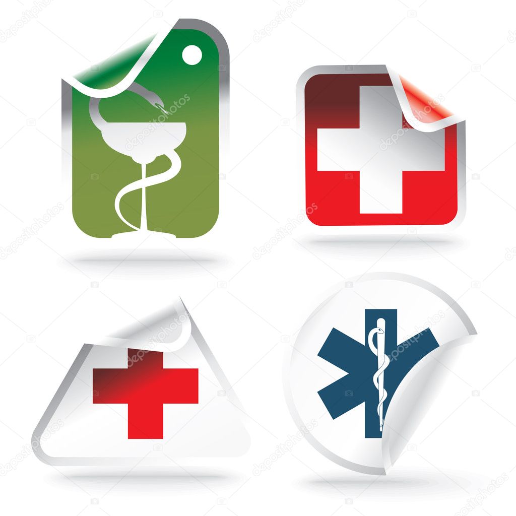 Símbolos médicos en pegatinas Vector de stock por ©lajo_2 5291853