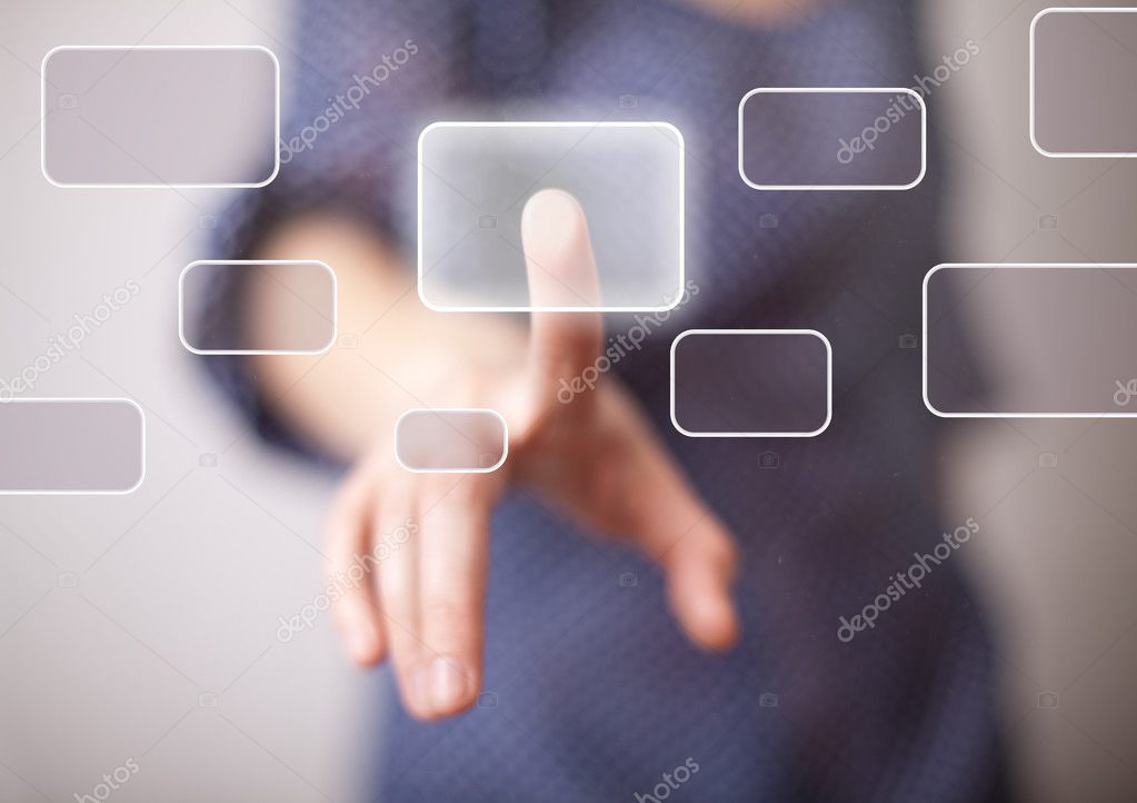 Woman hand pressing buttons Stock Photo by ©ra2studio 5377078