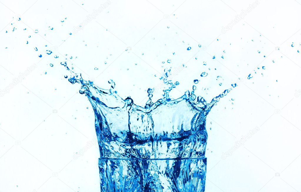 Blue water splashing isolated on white background. — Stock Photo ...