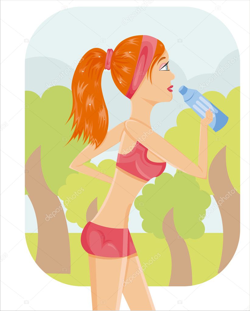 Sporty girl drinking water Stock Vector by ©isabelle 5251296 Sporty girl drinking water Stock Vector by ©isabelle 5251296