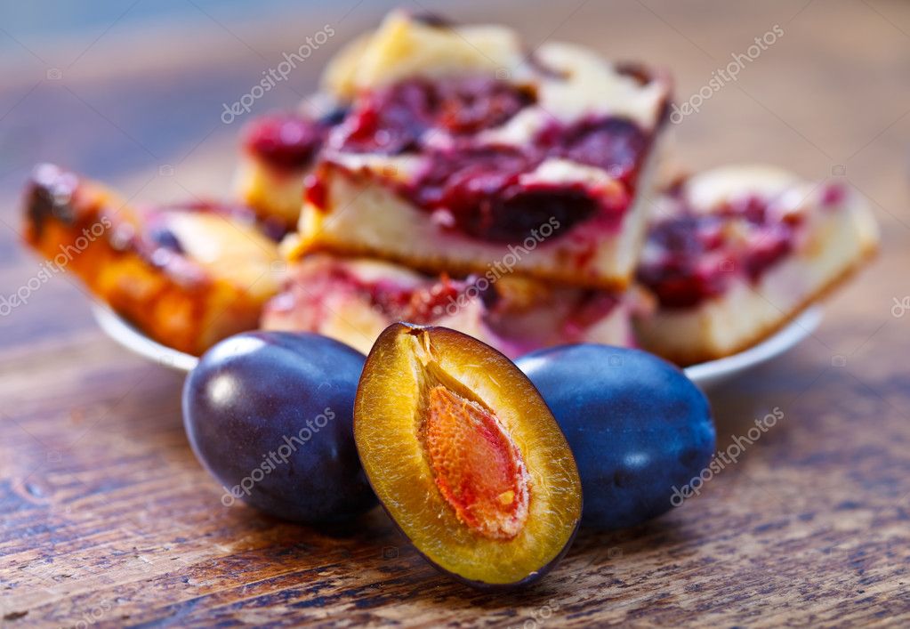 Damson plums and cake Stock Photo by ©kalozzolak 4145484