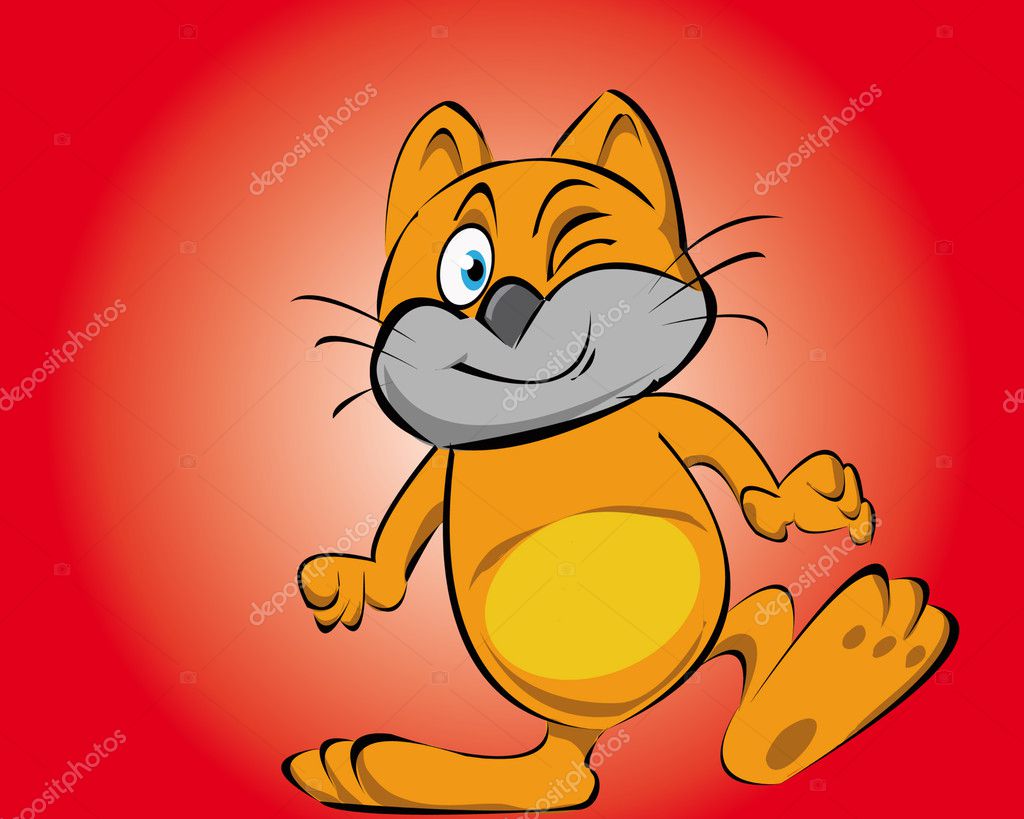 Funny yellow cat Stock Illustration by ©olegwrite #4273012