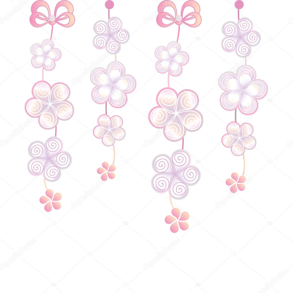 White background with decorative flowers and bows — Stock Vector ...