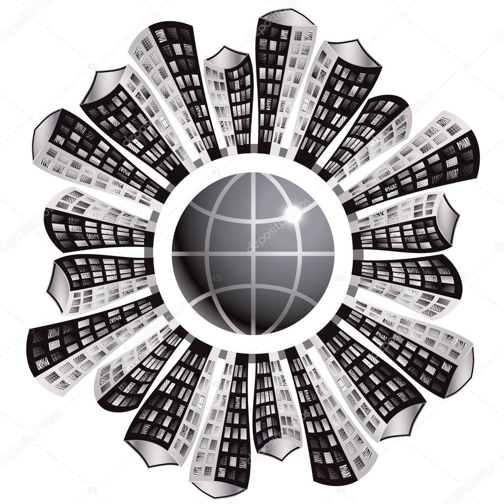 Symbolic Urban World Concept High City Buildings Earth Urbanization ...