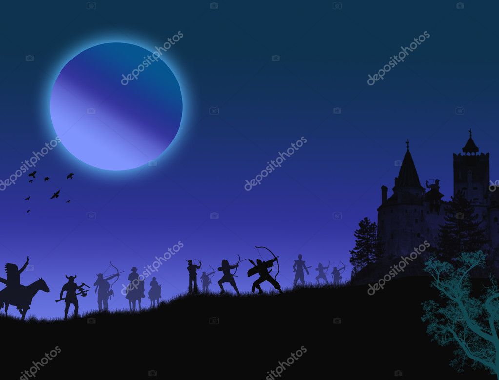 Knights Battle Conquest Castle Vector Illustration Stock Vector Image ...