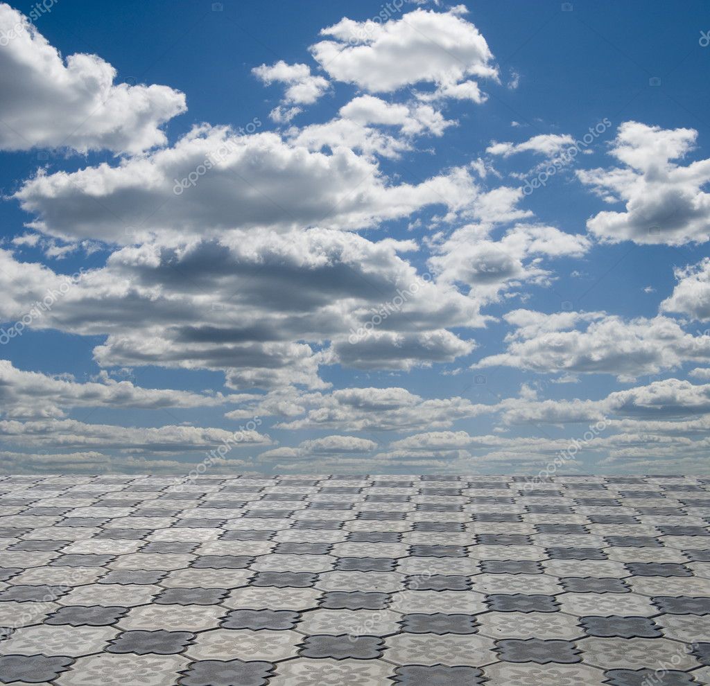 Blue sky and gray ground perspective view. — Stock Photo © studioDG ...