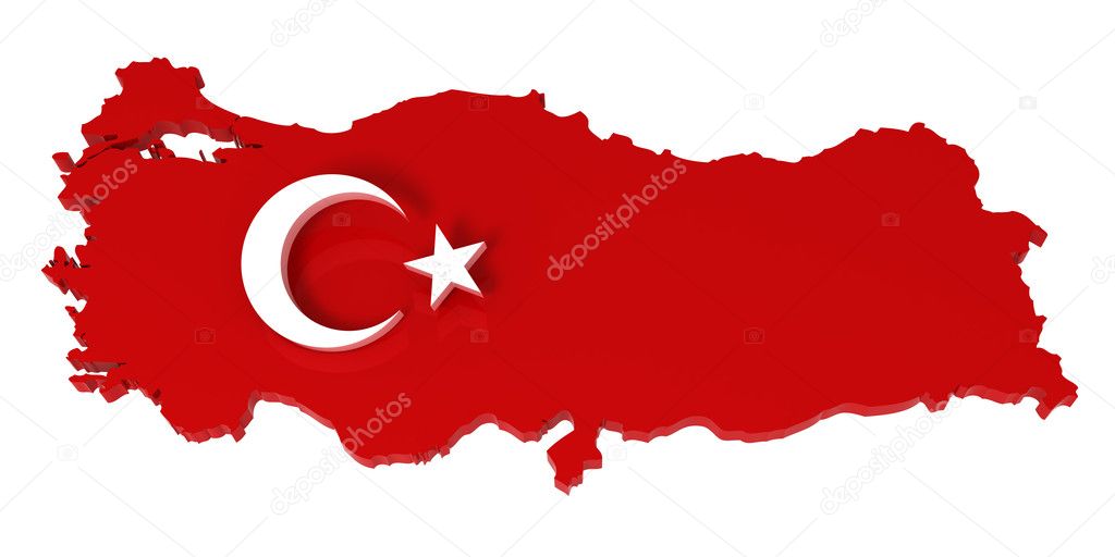 Turkey, map with flag, with clipping path, 3d illustration — Stock ...
