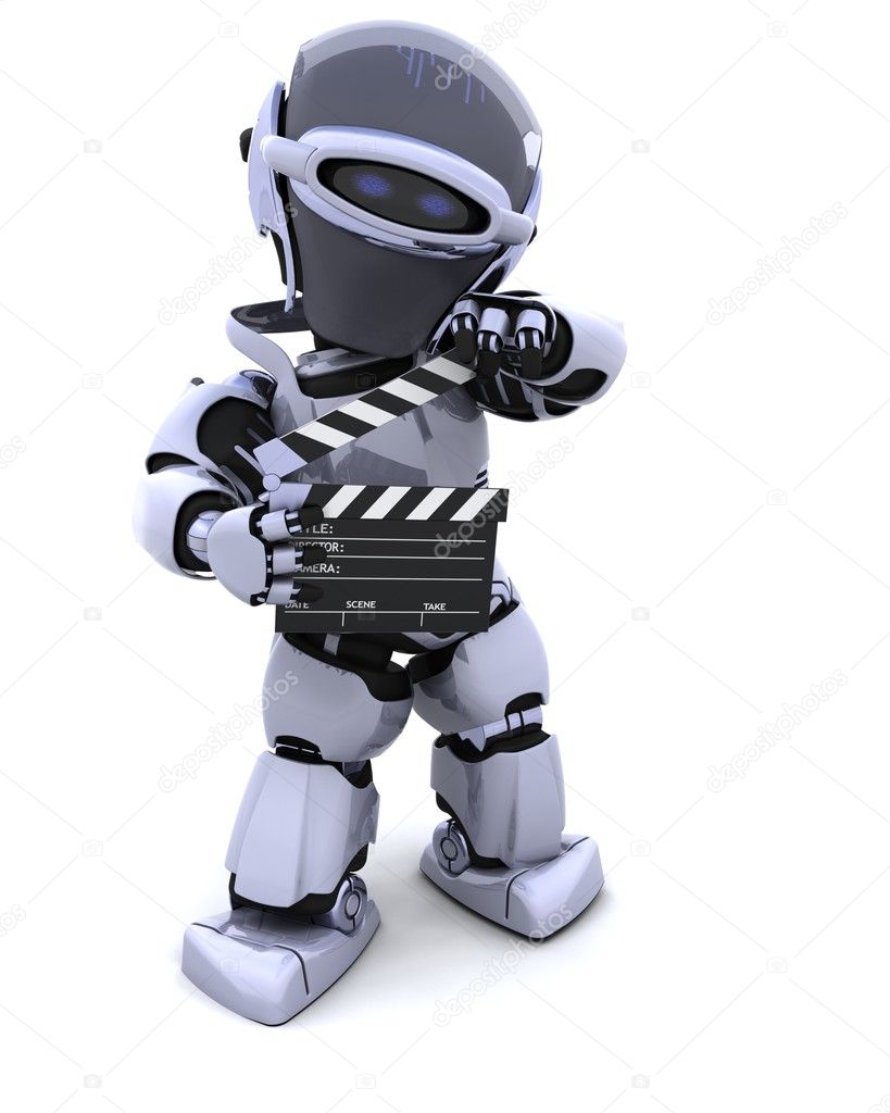 Robot with clapper board — Stock Photo © kjpargeter #5039937