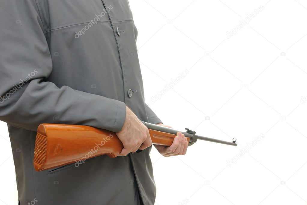 Man Pointing Gun Isolated White Background Stock Photo by ©sepavone 4969912
