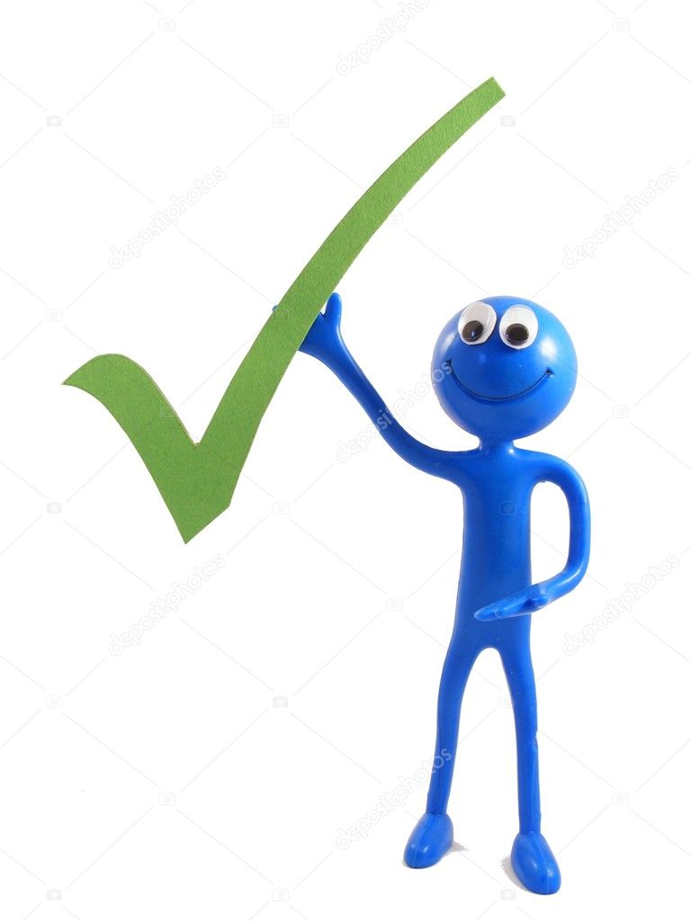 Green tick - Correct with blue man — Stock Photo © gcpics #4348033