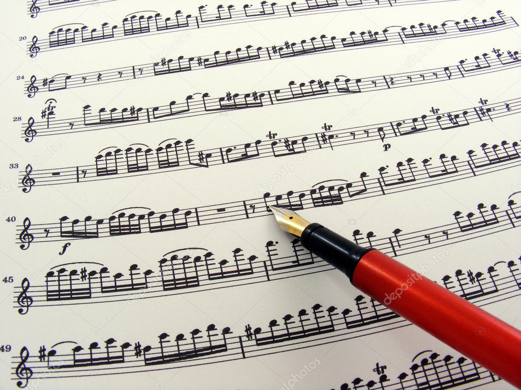 Sheet music with fountain pen Stock Photo by ©gcpics 4481601
