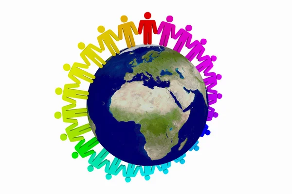 People unity with Earth globe Template logo, community logo — Stock ...