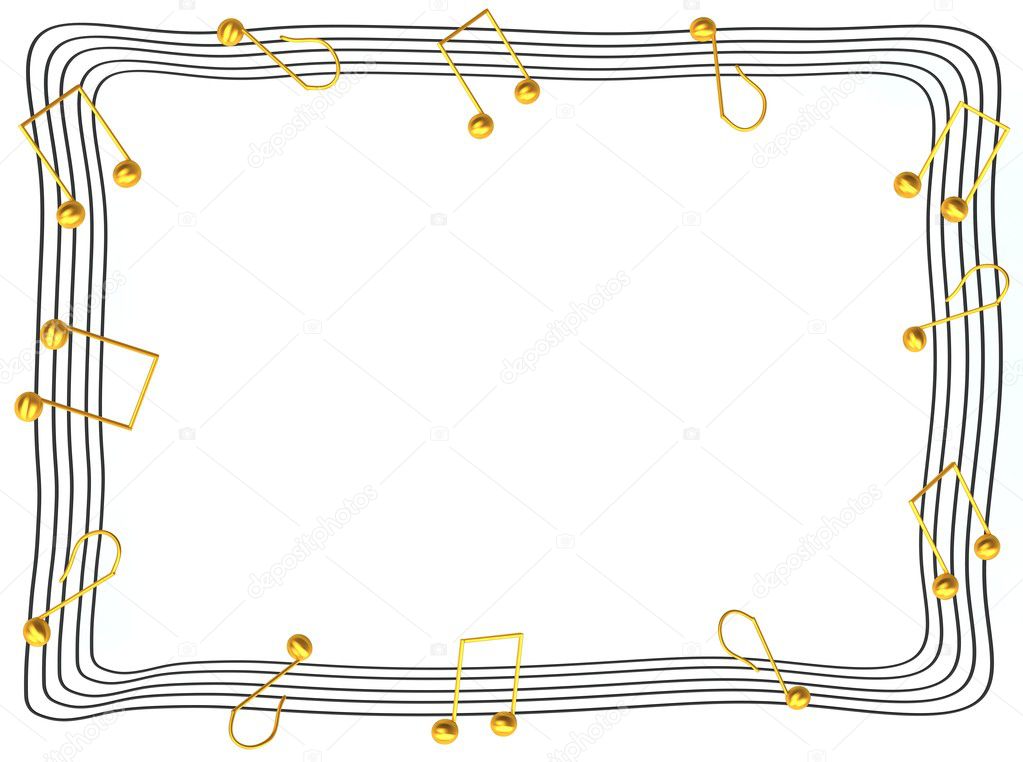 Musical notes photo frame 3d rendered — Stock Photo © redwine2001 #4626514