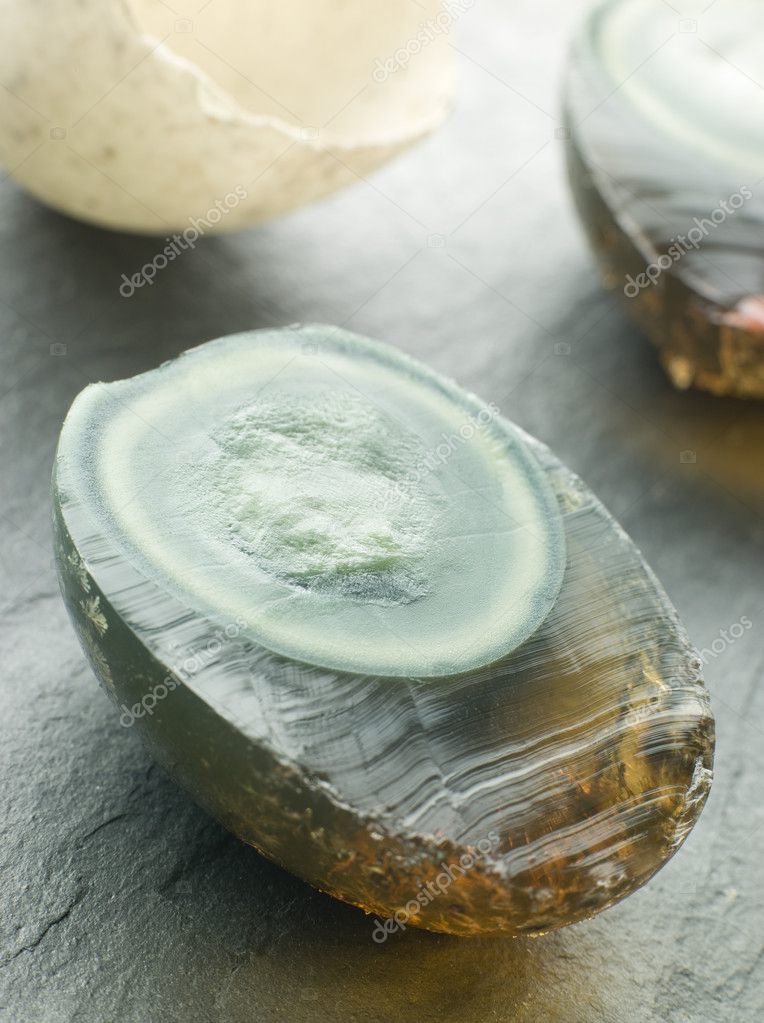 1000 Year Egg cut in half with shell Stock Photo by ©monkeybusiness 4753899
