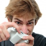 Angry teen flipping off the middle finger bird gesture — Stock Photo ...