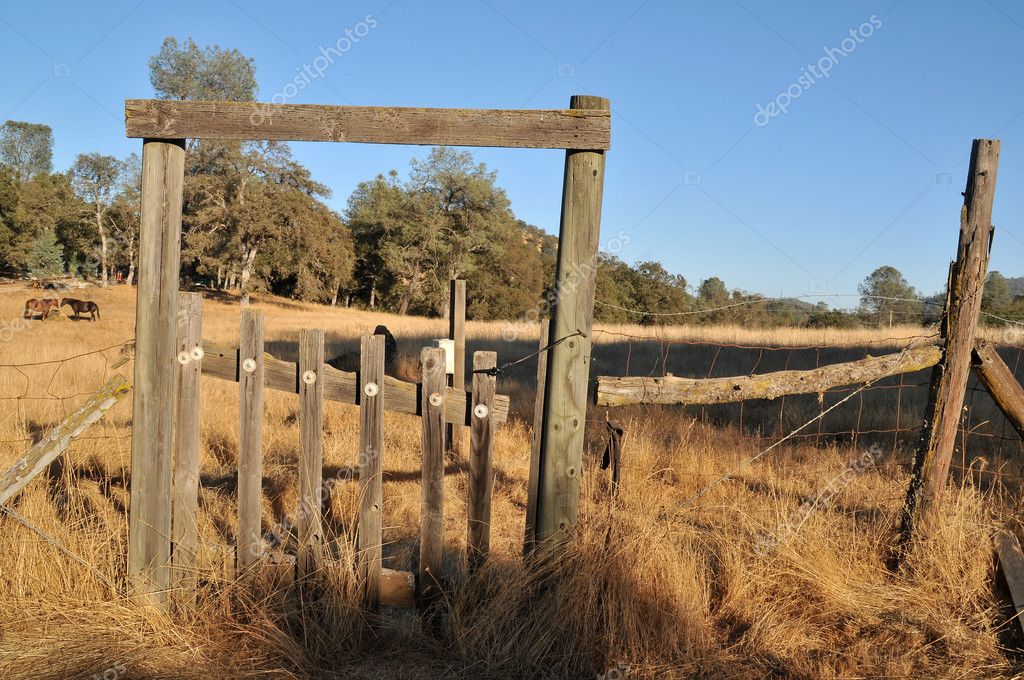 Worn Fence Field Gate ⬇ Stock Photo, Image by © vlue #4646502
