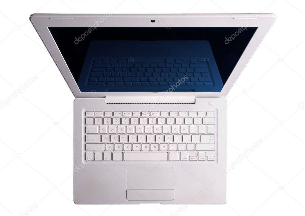 White Laptop Isolated White Background View Taken Wide Angle Lens Stock ...
