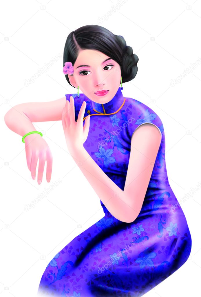 Hand drawing- chinese woman 047 — Stock Photo © tanginuk1205 #5026538