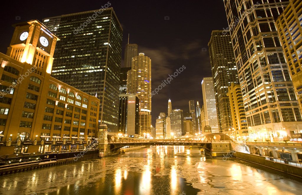 Chicago Downtown City Night Photography — Stock Photo © pictureguy #4765938
