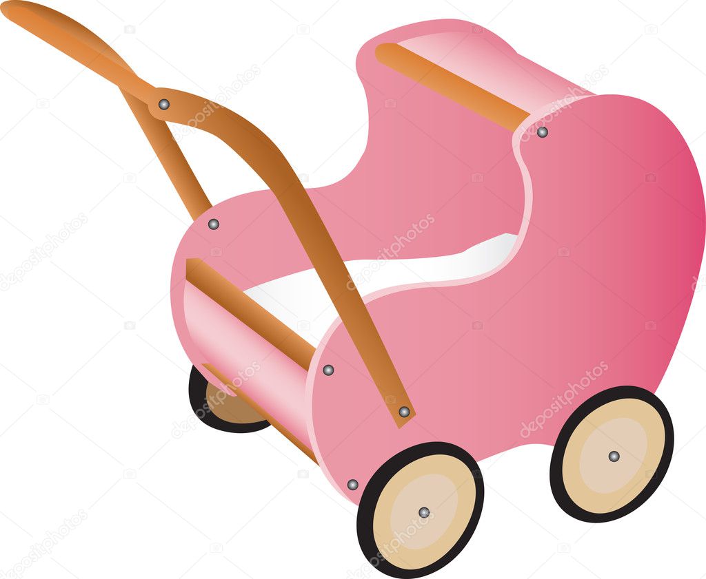 Pink wooden toy pram — Stock Vector © Morphart #4762810
