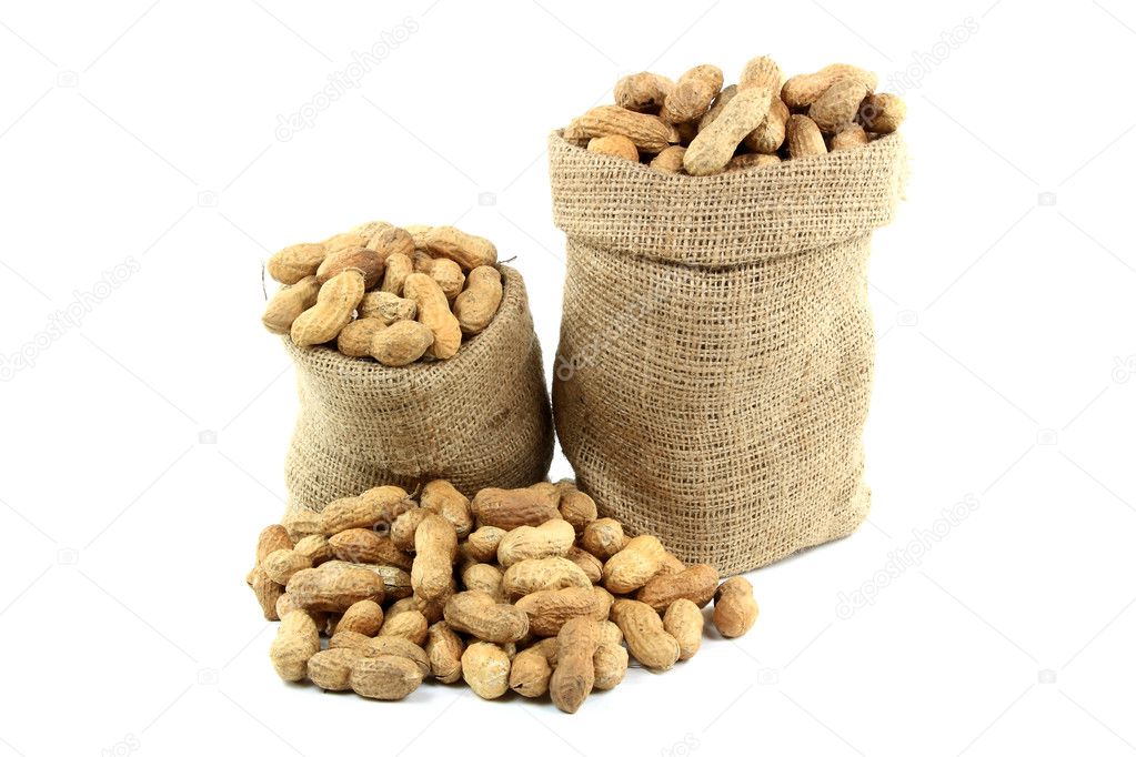 Still Life Picture Roasted Unshelled Peanuts Nuts Shells Burlap Bags ...