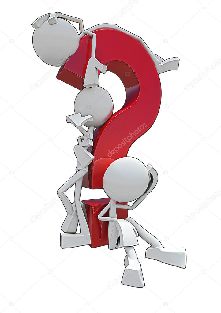 Three Characters Surounding Questionmark Made Software Isolated White ...