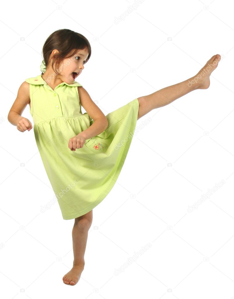 Screaming little girl kick by foot — Stock Photo © sbworld7 #4940958