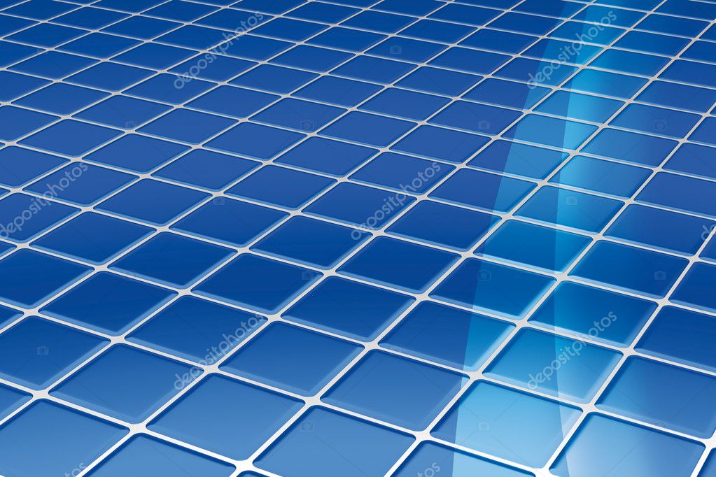 3d representación ilustración, azulejos azules sobre fondo blanco 2025