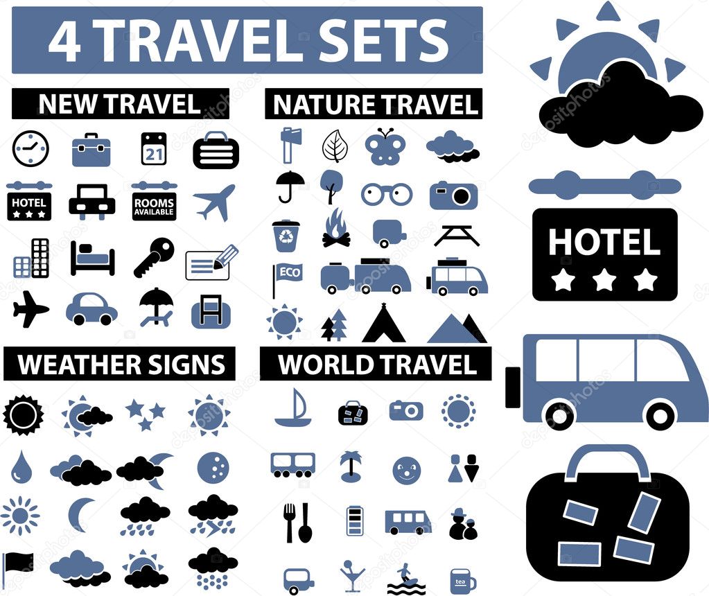 100 travel signs Stock Vector Image by ©gupusk #4973746
