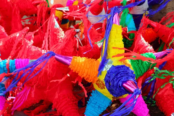 Pinatas star shape mexican traditional celebration — Stock Photo ...